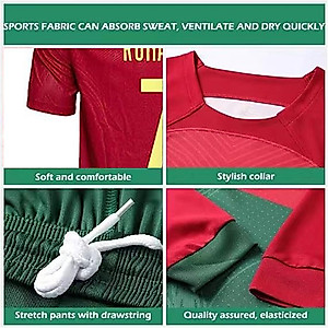 Football Jersey No.7, Jersey 2022 Soccer Jersey, T-Shirt Boys Kids Youth Jersey Socks Soccer Shirt Kit Set (8-9 Years, Red)