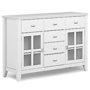 SIMPLIHOME Artisan SOLID WOOD 54 Inch Wide Contemporary Sideboard Buffet in White, For the Dining Room and Kitchen