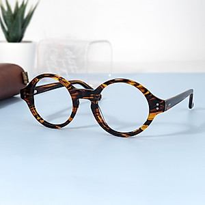 Zeelool Unisex Retro Acetate Round Eyeglasses Frame with Clear Lens Giggs FA0249-01 Tortoise