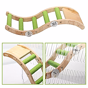 Bird Ladder Bridge, Wooden Pet Parrot Hamster Climbing Ladder Toys, Pet Bird Cage Accessories, Wood Climbing Ladder Perch for Bird Parrot Hamster Squirrel Sugar Gliders Parakeets Cockatiels(S Shape)