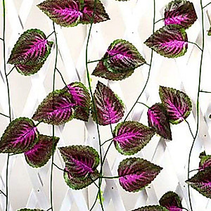 Heave Artificial Ivy Plants Vine Hanging Garland Decorative Wall Hanging Fake Ivy Leaves Artificial Plants for Indoor Outside Home Garden Party Decor Purple