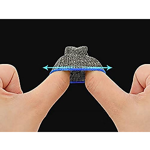 Silver Fiber Blue Stripe Gaming Gloves for Sweaty Hands Finger Sleeves for Mobile Game Controllers (Pack of 2) Anti-Sweat Breathable Thumb Finger Sleeve for League of Legend, PUBG, Rules of Survival