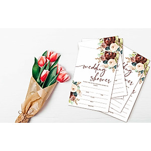 Wedding Shower Invitations, Burgundy Bridal Shower Invitations With Envelopes, Wedding Invitations, Bridal Shower Invites, Wedding Shower Decorations, 25 Invitations Cards And Envelopes (B04)