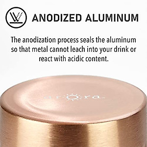 Arora Metal Anodized Hammered Copper color Tumbler Set of 6, Aluminum Handcrafted Cold-Drink Cups for Cocktail Drink, Beer Bar Party Gifts ,16oz
