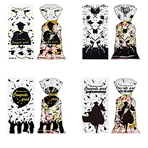 TJCGCKK Graduation Grad Cello Bag Candy Cellophane Bag Goody Bags Party Favors Treat Bags with Ties Graduation Party Supplies
