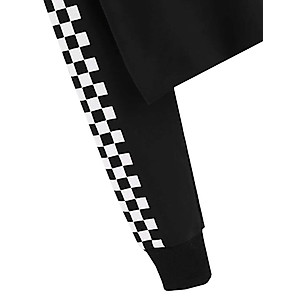 Imily Bela Kids Crop Tops Girls Hoodies Cute Plaid Long Sleeve Fashion Sweatshirts (13-14 Years, Black)