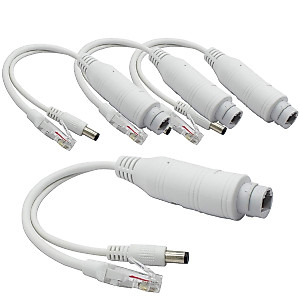 ANVISION 4-Pack Active 48V to 12V Waterproof PoE Splitter Adapter, IEEE 802.3af Compliant 10/100Mbps, for IP Camera AP Voip Phone and More, White