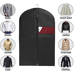 40‘’Garment Bags【3 Pack】Suit Bag for Storage Hanging Clothes Suitable for Storage of Dresses Suits Overcoats Garment Can Provide Neatness and Space-Saving for Your Wardrobe (Black, 40 × 24 Inch)