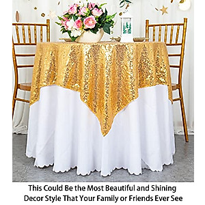 ShinyBeauty Sequin Tablecloth-Gold Sequin Table Overlay and Sequin Tablecloth/Linen for Wedding/Party/Event/Decoration-Gold (36inx36in) (Gold)