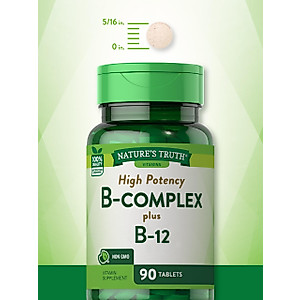 Nature's Truth Vitamin B Complex | Plus B12 | 90 Tablets | Vegetarian and Non-GMO Supplement
