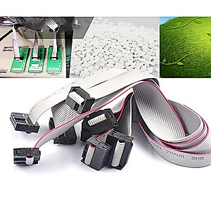 Heyiarbeit 2pcs IDC 16 Pin Connector Gray Wire Flat Ribbon Cable Connector Length 30cm 2.54mm Pitch