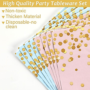 192PCS Gender Reveal Party Supplies Baby Shower Party Tableware Gender Reveal Plates and Napkins Plastic Forks Boys Girls Blue and Pink Paper Plates for Baby Shower Wedding Birthday Party 48 Guests