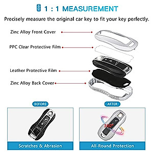 1797 for Porsche Key Fob Cover 911 Panamera Cayenne Keychain Bling Accessories Women Men Car Remote Case Shell Zinc Alloy Silver