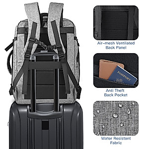 Gieury Carry On Backpack, Extra Large 40-50L Travel Backpack Men & Women, Expandable Backpack Airplanes, 17 Inch Laptop Backpack, Luggage Backpack 40L Daypack Lightweight Business Weekender Bag, Grey