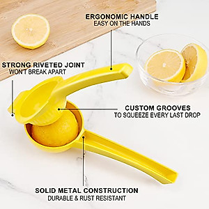 JIEJIE Lemon Squeezer - Lemon Juicer - Metal Manual Hand Juicer Tool, Lemon & Lime Squeezer,Kitchen Tools for citrus juicer & Dishwasher Safe