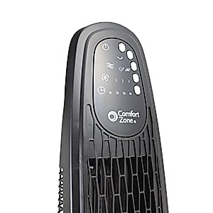 Comfort Zone CZTF336RBK Remote, Oscillation, 4-Hour Timer with Sleep Mode, 3-Speed, 36" Tower Fan, Black