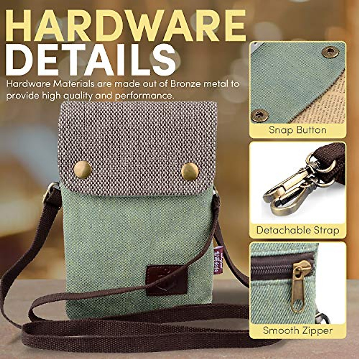 Katloo Small Crossbody Cellphone Purse Bag With Shoulder Strap,Cute Travel Pouch Womens Passport Phone Holder,Canvas Wristlet Wallet for Girls + Nail Clipper