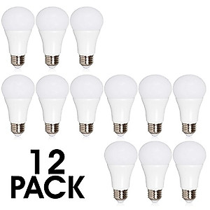 Maxxima LED A19 800 Lumens 60 Watt Equivalent Light Bulb Set - 2700K Soft White Light, Energy Efficient 10 Watts, E26 Base, Non-Dimmable, for Bathrooms, Lamps, and Living Rooms - 12 Pack