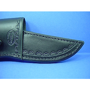 Buck 119 Cross Draw Knife Sheath. This Sheath Is Made Out of 8 Ounce Leather the Leather Is Very Soft Durable and Pliable You Will Not Need to Line Your Sheath for Your Finer Knives. The Leather Is Dyed Black with Border Tooling. The Sheath Can Be Worn on