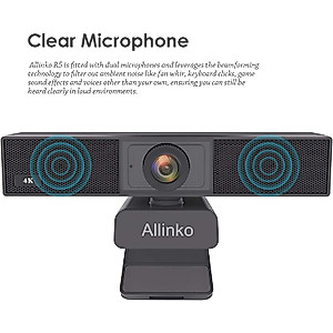 Nano shield 𝐒𝐀𝐕𝐄 𝟔𝟎% 4K Webcam with Noise Cancelling Mic, Full HD Web Camera Wide Screen Video Calling Recording Game Streaming for Mac OS X Win 10 8 7 Vista XP (4K)