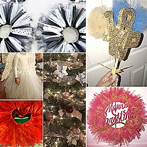 Gold Glitter Tulle Rolls, 6 Inch by 25 Yards Sparkle Fabric Ribbon for DIY Tutu Skirt Sewing Bow Wedding Decorations Craft Supplies