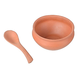 Reusable Clay Bowl Set Handcrafted Terracotta Pottery Clay Soup Bowls 3pc Set (Large, Brown)