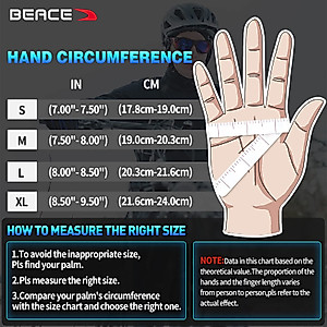 BEACE Cycling Gloves Bike Gloves Biking Gloves for Men Women with Touch Screen-Full Finger Mountain Bike Gloves Workout Gloves Road Bicycle Gloves with Anti-Slip silicone palm