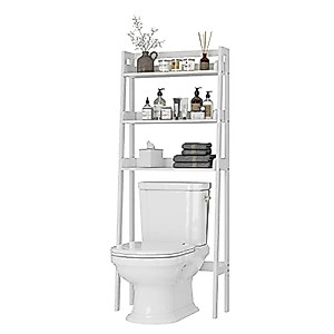 UTEX 3-Shelf Bathroom Organizer Over The Toilet, 3-Tier Bathroom Shelf Over The Toilet, Bathroom Spacesaver (White)