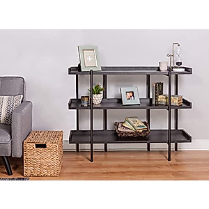 OneSpace Modern Wood and Steel 3 Display Shelf, Black
