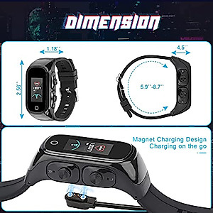 Smart Watch with Earbuds,Watch with Earbuds Built in for Men Women Kids Long Standby Time Receive Calls Messages Play Music Sleep Tracker Calorie Counter Heart Rate for Android iOS (Black)