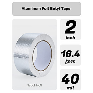 Lichamp Aluminum Butyl Tape, Waterproof Butyl Aluminum Foil Tape 2 inches x 16.4ft for RV Repair, Roof, Window Patch, Boat and Outdoor Pipe Sealing