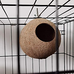 OMEM Bird Coconut House,Hamster House,Coconut Shells can Fixed in Bamboo, Birdcages, Hamster Cages (L)