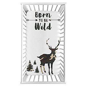 Sweet Jojo Designs Woodland Camo Deer Boy Fitted Crib Sheet Baby or Toddler Bed Nursery Photo Op - Beige, Green and Black Rustic Forest Animal Camouflage