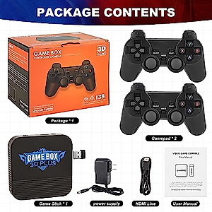 Wireless Retro Game Stick, HDMI 4K TV Input, Built in 30000+ 3D Classic Retro Games with Dual 2.4G Wireless Controllers