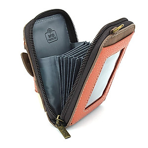 CHALA RFID Cute-C Credit Card Holder Wallet Wristlet - Women Faux Leather Cute-C with Strap - Cat