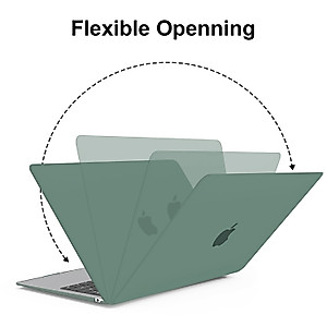 G JGOO Compatible with MacBook Air 13 Inch Case 2021 2020 2019 2018 Release M1 A2337 A2179 A1932, Slim Matte Plastic Hard Shell Case & 50PCS Laptop Sticker & Keyboard Cover, Midnight Green