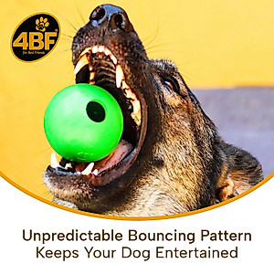 4BF Crazy Bounce, Natural Rubber Dog Ball, Dog Treat Dispenser, Durable & Interactive Dog Toys, Fillable Dog Fetch Ball, Peanut Butter-Scented Rubber Balls for Dogs, Aqua, Size L