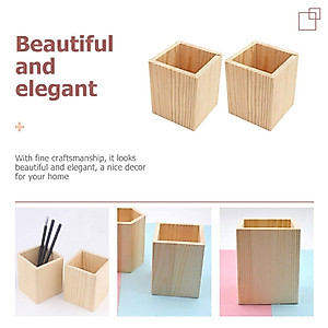 Garneck 2Pcs Wooden Pen Holder Stylish Desk Pencil Holder Diy Stationery Organizer Sturdy Holder For Cosmetics, Toothbrushes, Kitchen Utensils And Succulents