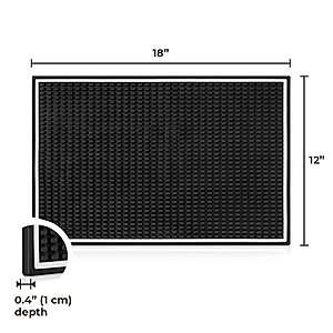 Bar Mat Modern And Durable- Service Bar Mat For Spills, Ideal For Coffee, Bars, Restaurants And Counter Top-dish Drying Mat, Glass Drying Mat-18in X 12in 1cm Thick-barista Accessories- Quality Rubber.
