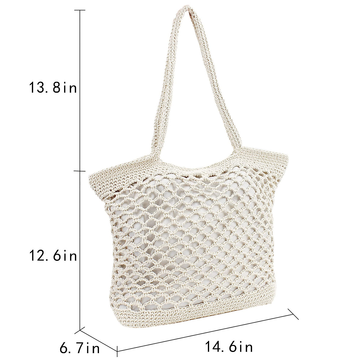 Felice Ann Large Cotton Woven Handbag Top-handle Bag Beach Boho Bag