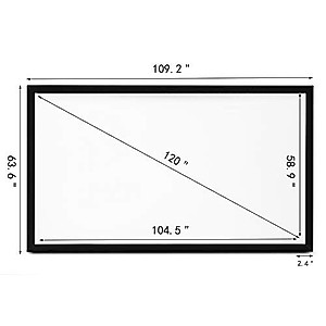 VEVOR Projection Screen 120inch 16:9 Movie Screen Fixed Frame 3D Projector Screen for 4K HDTV Movie Theater Home