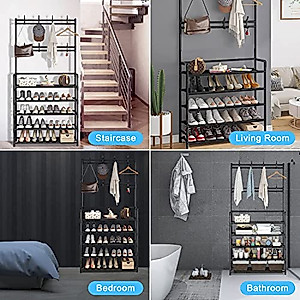 Liwarace Metal Clothing Rack,Clothes Garment Coat Rack with Bottom Shelf, Clothing Rack for Hanging Clothes, Coats, Skirts, Shirts, Sweaters, Black