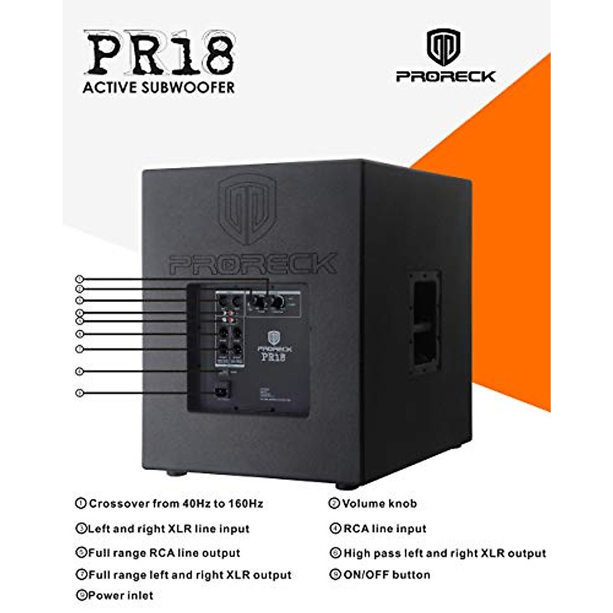 PRORECK PR18 18 inch 2000W P.M.P.O Active Powered PA DJ Subwoofer Cabinet (ONE subwoofer)