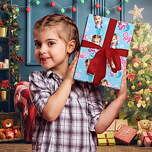 Jaydouble Custom Christmas Wrapping Paper Rolls for Kids Boys Girls Personalized Photo Wrapping Paper Daughter Son Customized Funny Gift Wrapping Paper for Dad Mam Grandma Grandpa 58"x 23"