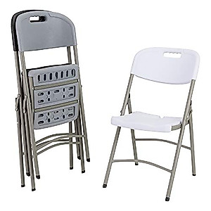 Norwood Commercial Furniture Blow-Molded Plastic Folding Chairs for Indoor/Outdoor Events, Commercial Event Chairs with 400-lb. Weight Capacity, Set of 4, White