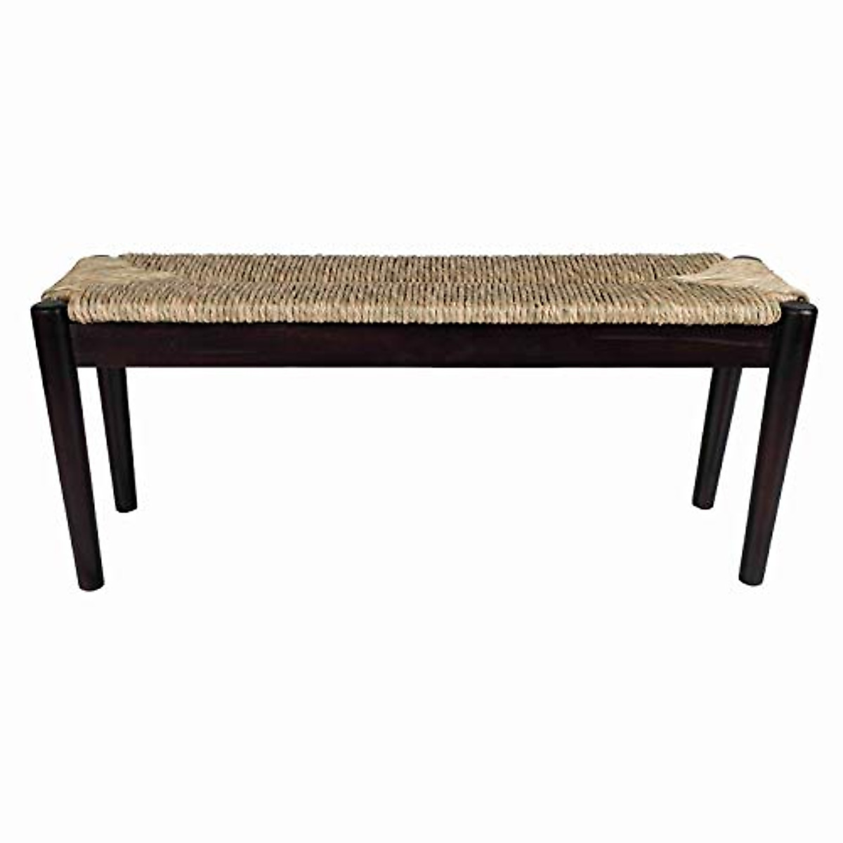 Collective Design Indoor/Outdoor Seagrass, Black Finish Frame Bench