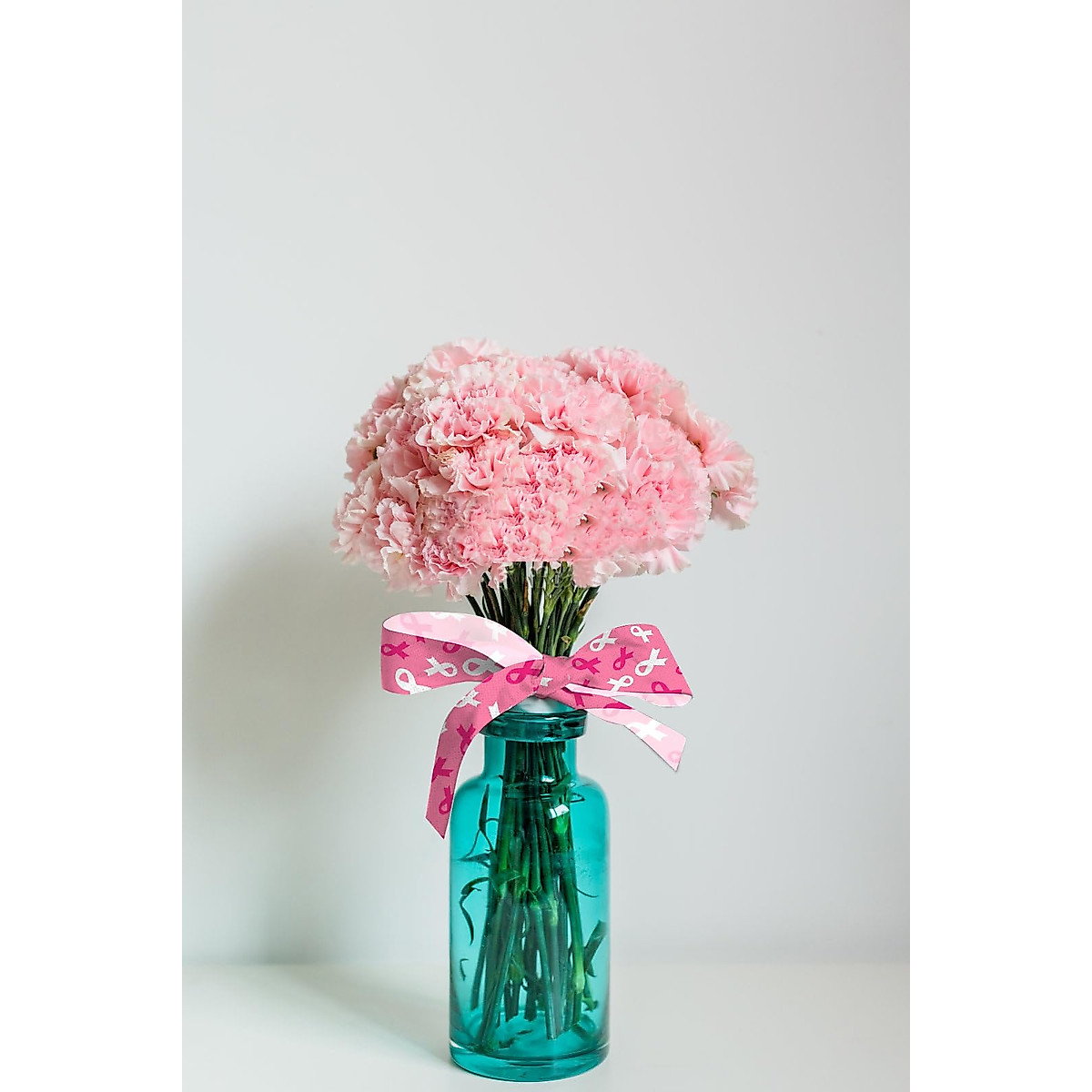 Hying 2 Rolls Breast Cancer Awareness Ribbons for Wreath Bows Wrapping Gifts, White Pink Ribbon for Gift Wrapping Breast Cancer Awareness Party Decoration DIY Crafts 2.5" X 10 Yards Wired Edge Ribbon