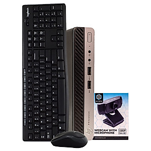HP ProDesk 400G3 Micro Desktop Computer PC, Intel Quad Core i5, 16GB RAM, 512 GB SSD, Windows 10 Home, New Periphio Webcam, Wireless Keyboard & Mouse, HDMI, WiFi (Renewed)