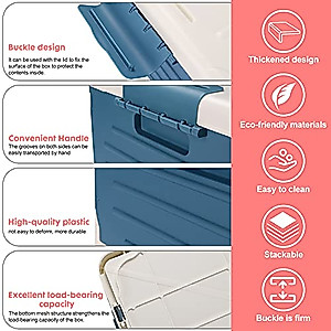 Aliokee 30L Collapsible Storage Bins with Lids,Durable Folding Plastic Containers, Utility Crates,Stackable Latch Storage Boxes For Home & Office &Car Travel Organization(3-Pack,Blue)