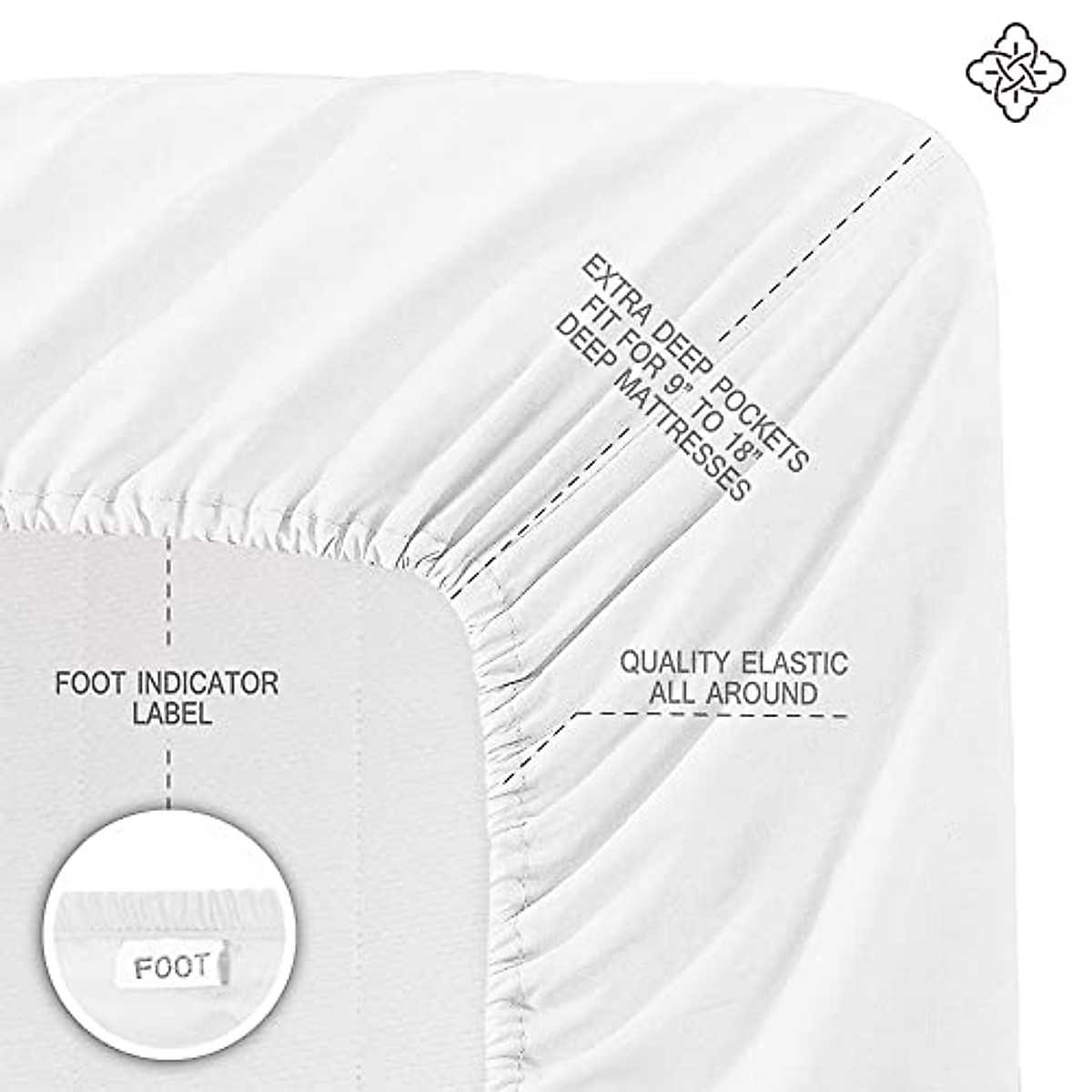 BIOWEAVES 100% Organic Cotton Sheets, 300 Thread Count 4-Piece GOTS Certified Bed Sheet Set Fits Mattress Upto 17" Deep Pocket, Soft & Silky Sateen Weave (Queen, White)